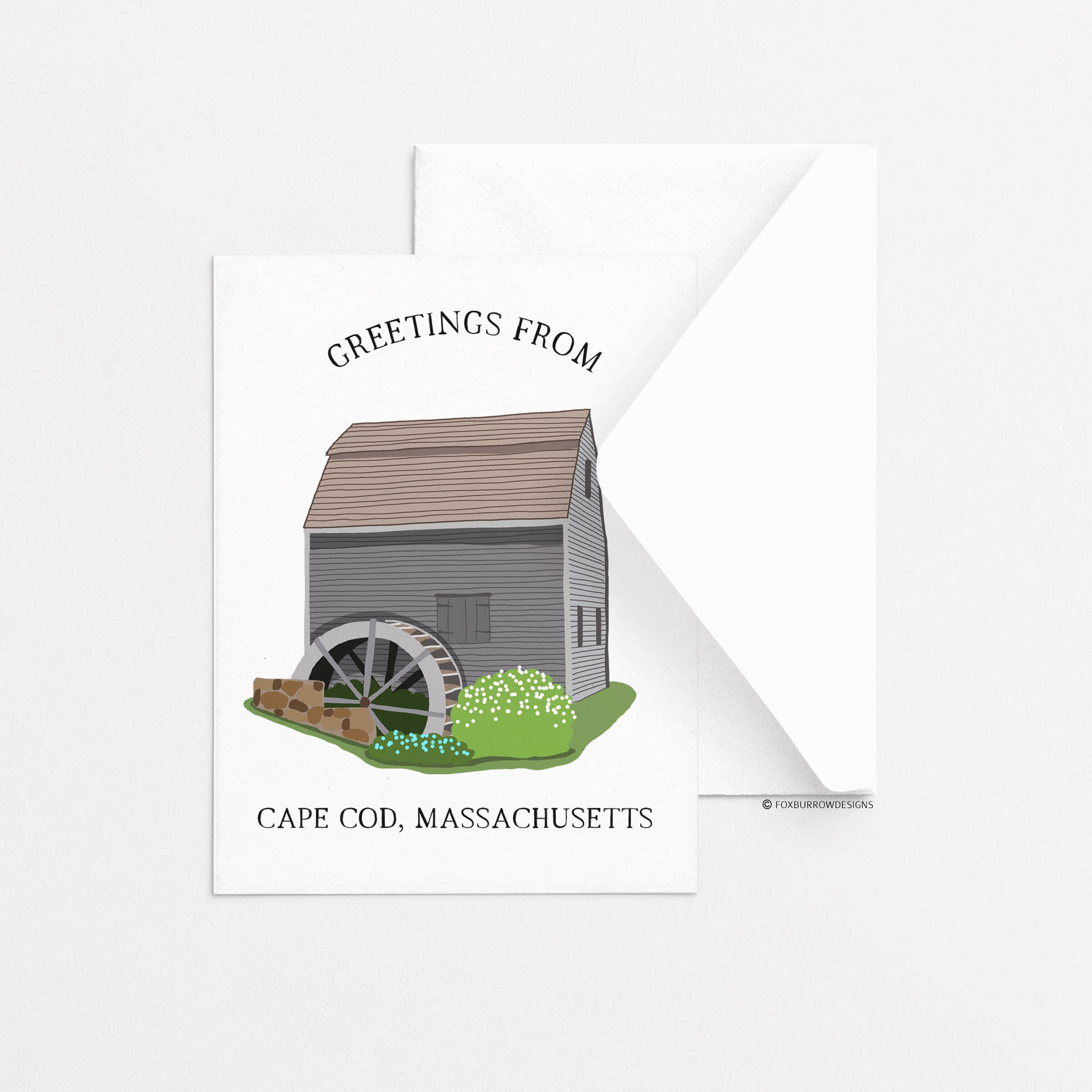 Cape Cod Grist Mill Greeting Card – Fox Burrow Designs