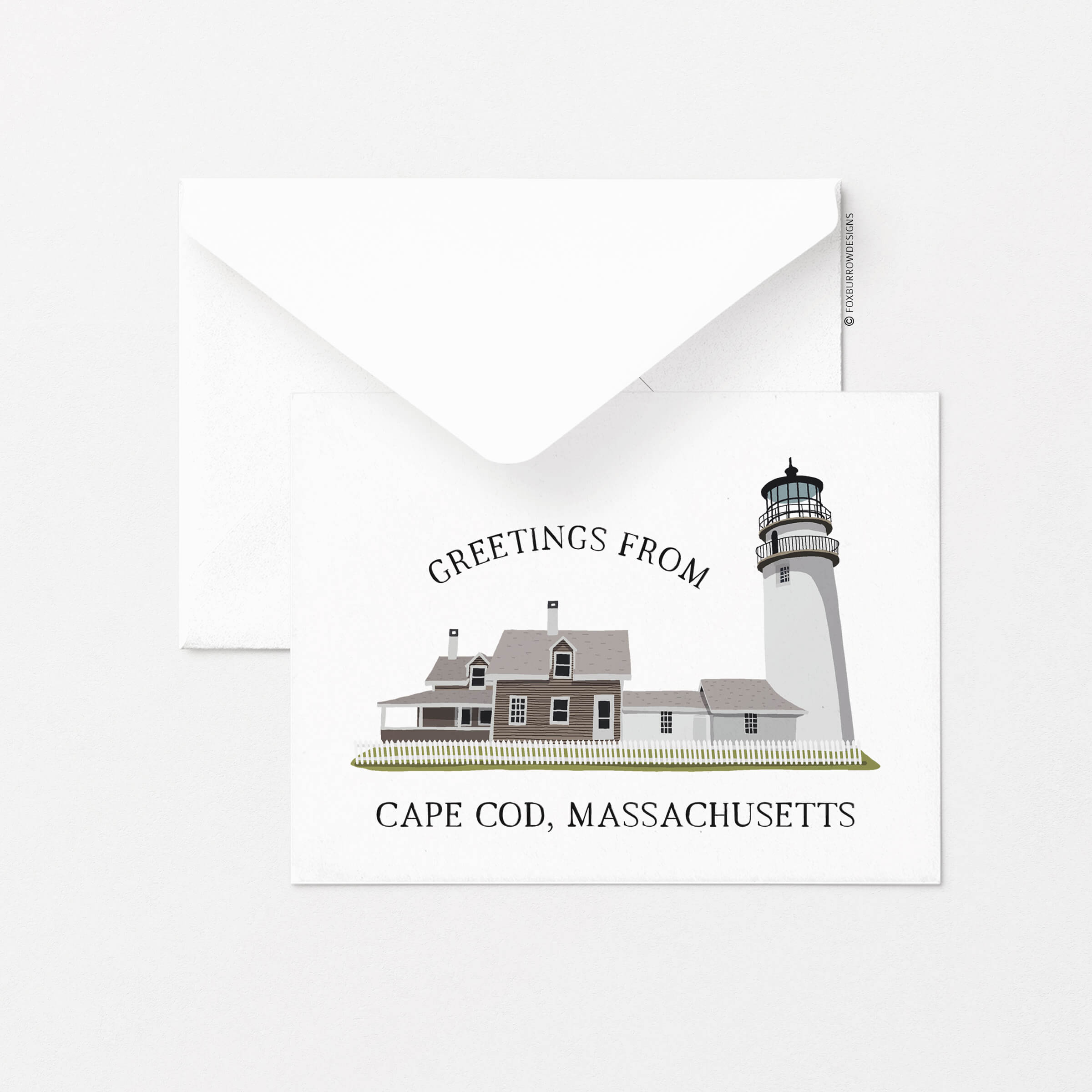 Cape Cod Highland Lighthouse Greeting Card – Fox Burrow Designs