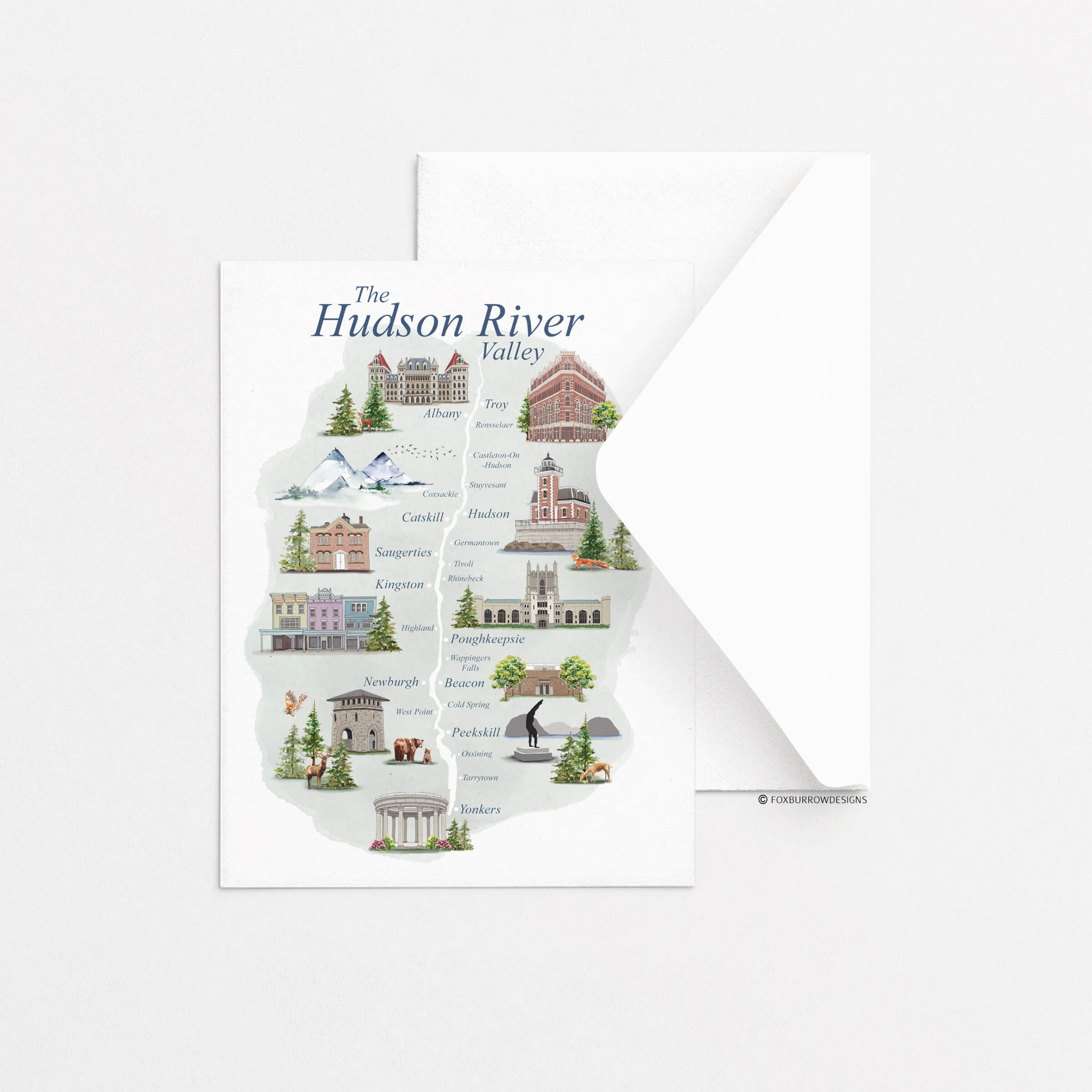 Hudson Valley Map Greeting Card – Fox Burrow Designs