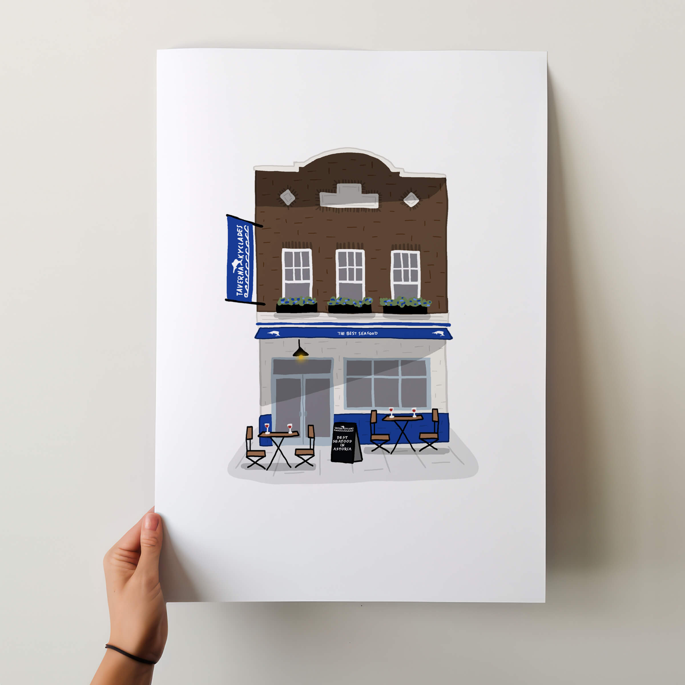 Astoria Art Print - Taverna Kyclades – Fox Burrow Designs