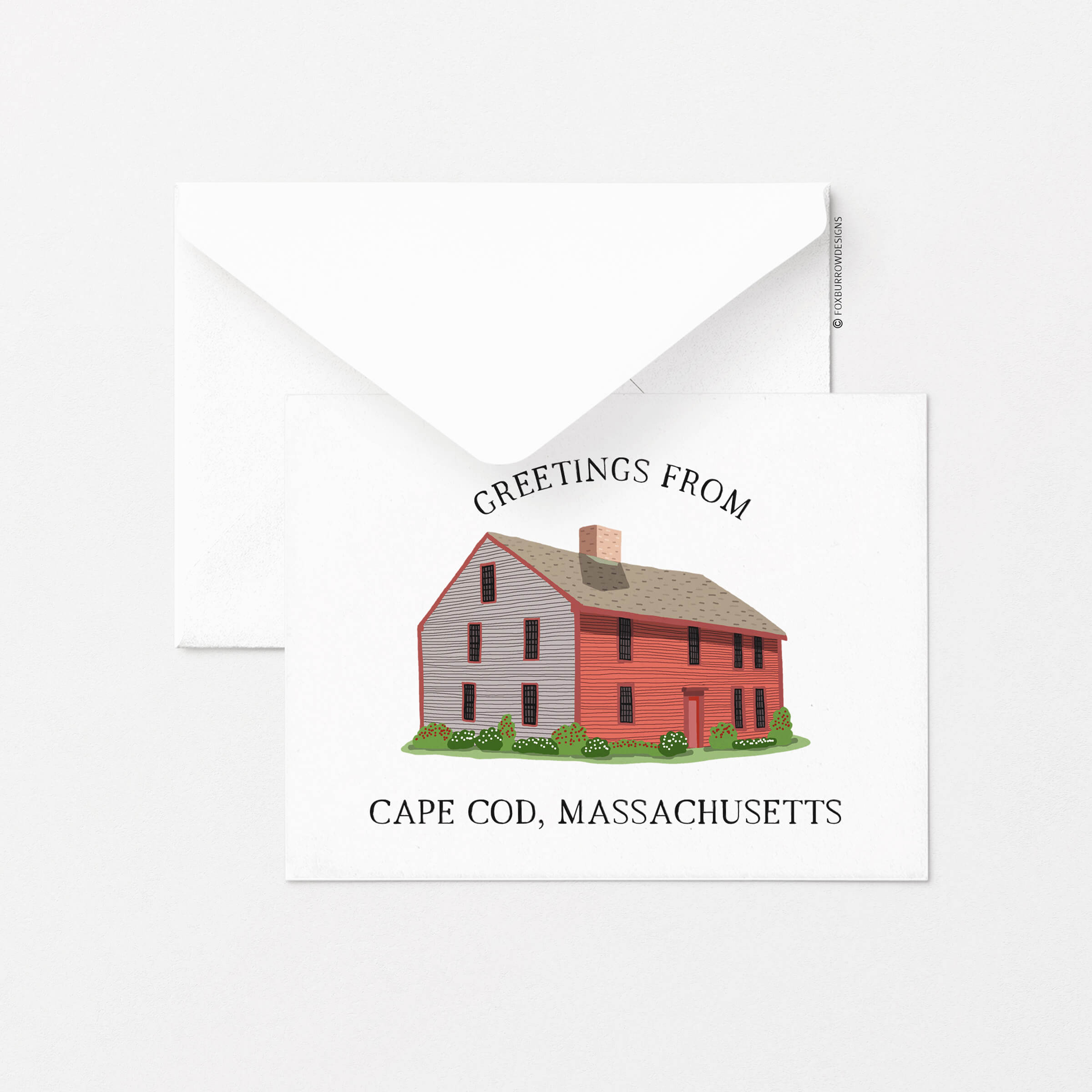 Cape Cod Wing House Greeting Card – Fox Burrow Designs