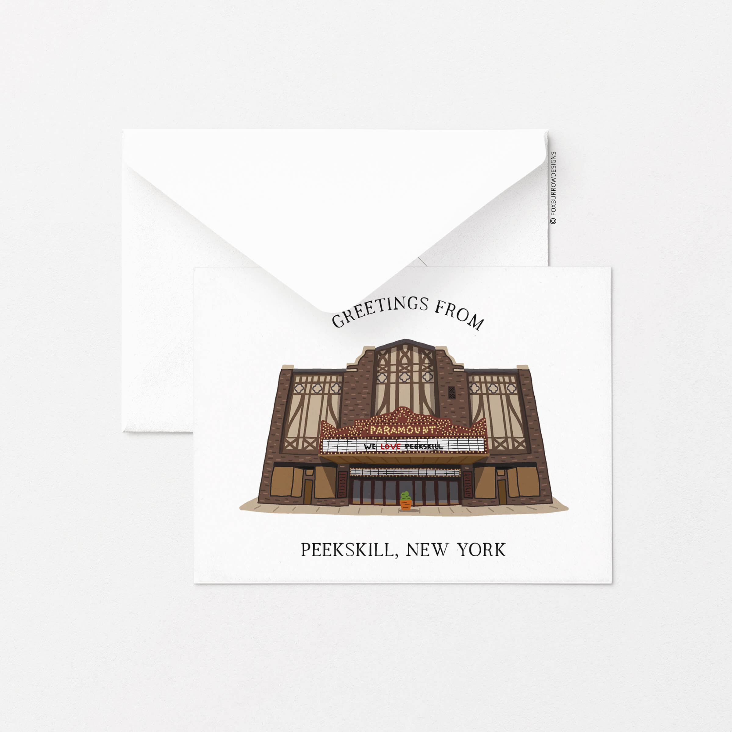 Peekskill Greeting Card - The Paramount Theater – Fox Burrow Designs